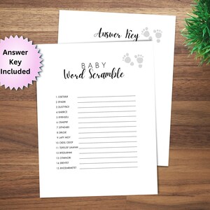 Baby Word Scramble for Baby Shower Game or Gender Reveal, Printable ...