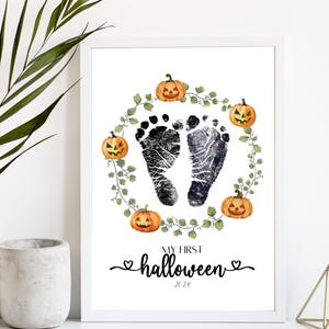 My First Halloween DIY Footprint Arts and Craft Keepsake, Printable ...