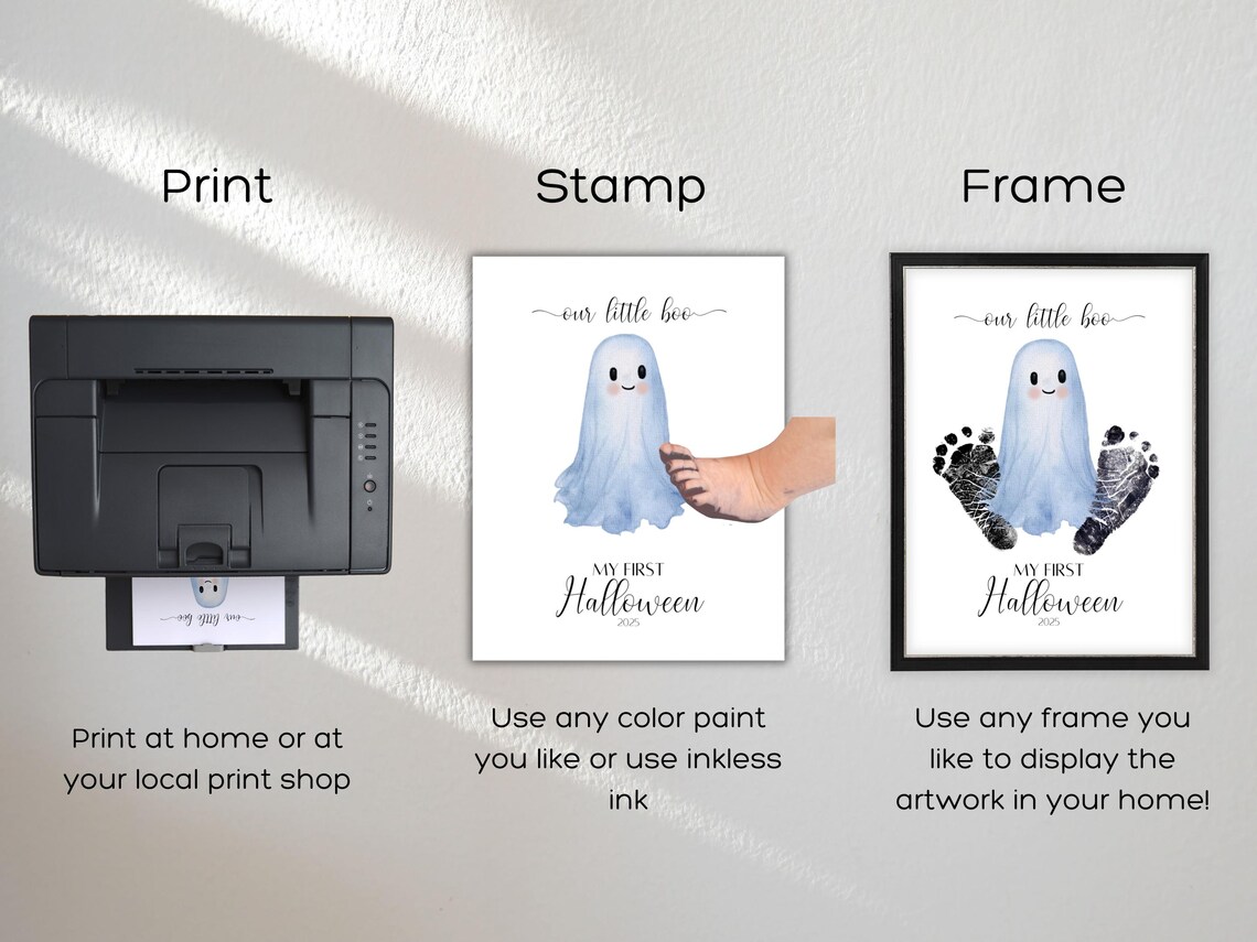 Personalized Baby's First Halloween Footprint Art, Ghost Keepsake Print ...