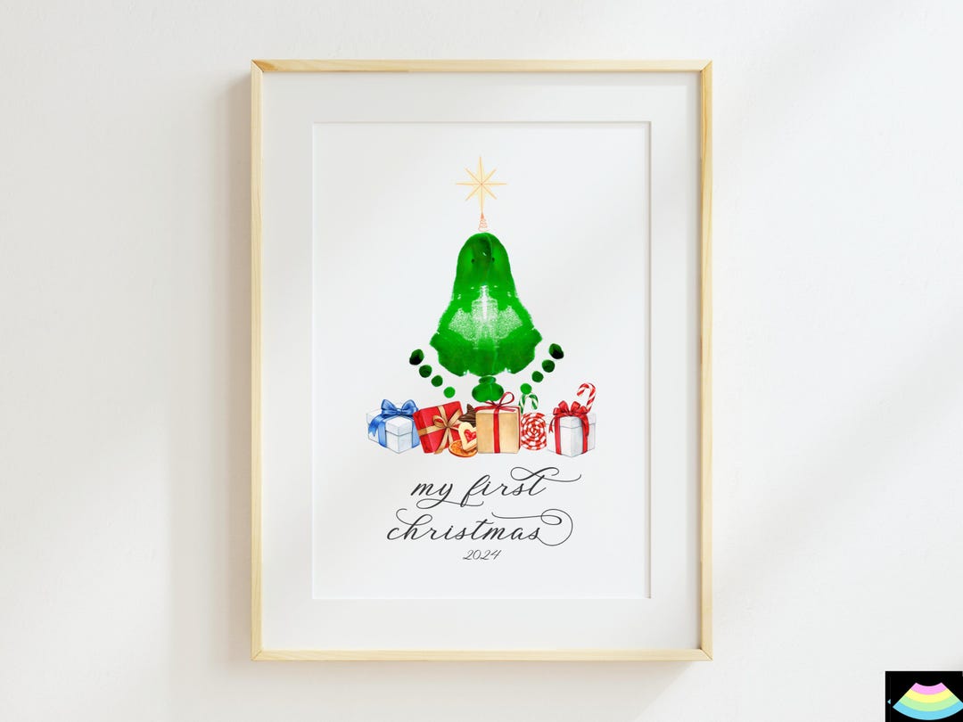 Christmas Tree Footprint Arts and Craft Keepsake Gift, Baby's First ...