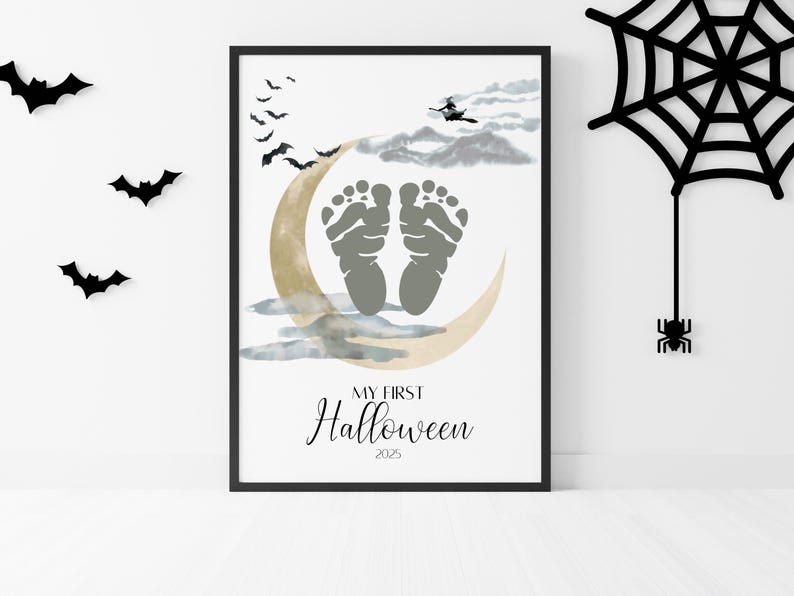 My First Halloween Baby Footprint Art: DIY Keepsake Craft Printable ...