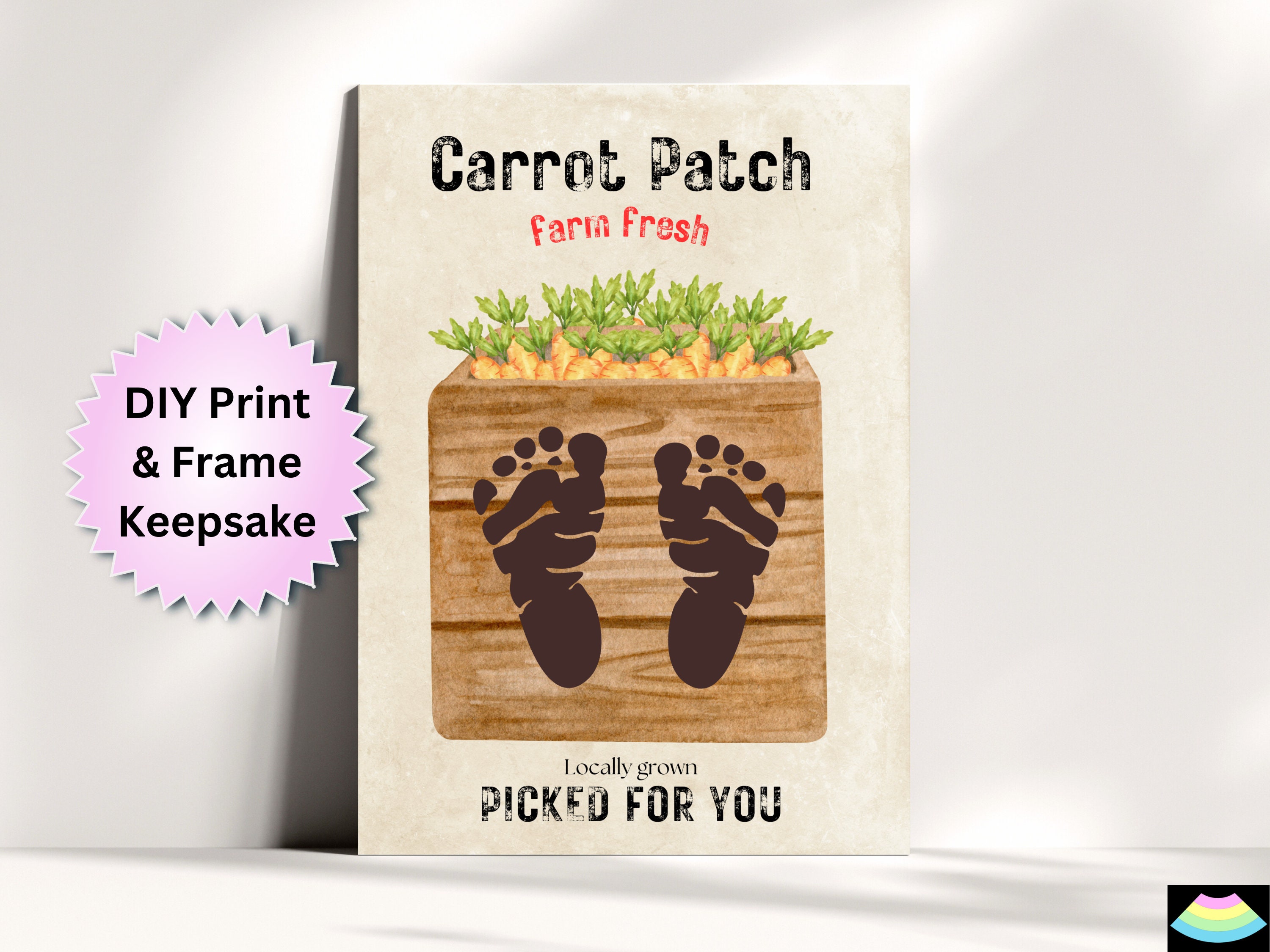 Easter Footprint Art Sign, Farm Sign Carrot Patch Easter DIY Baby ...