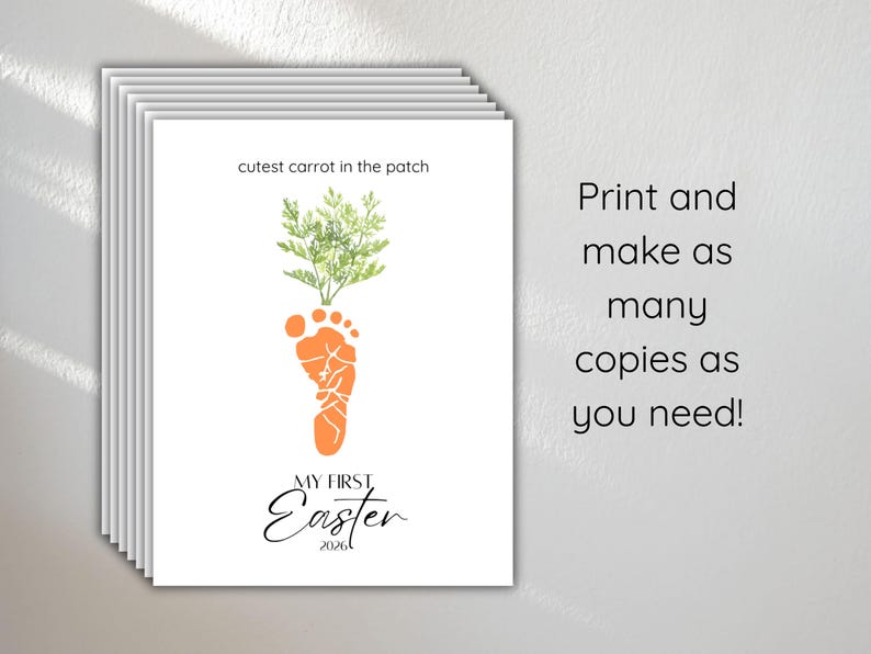 Editable Cutest Carrot in the Patch Easter Footprint Art | DIY Easter ...
