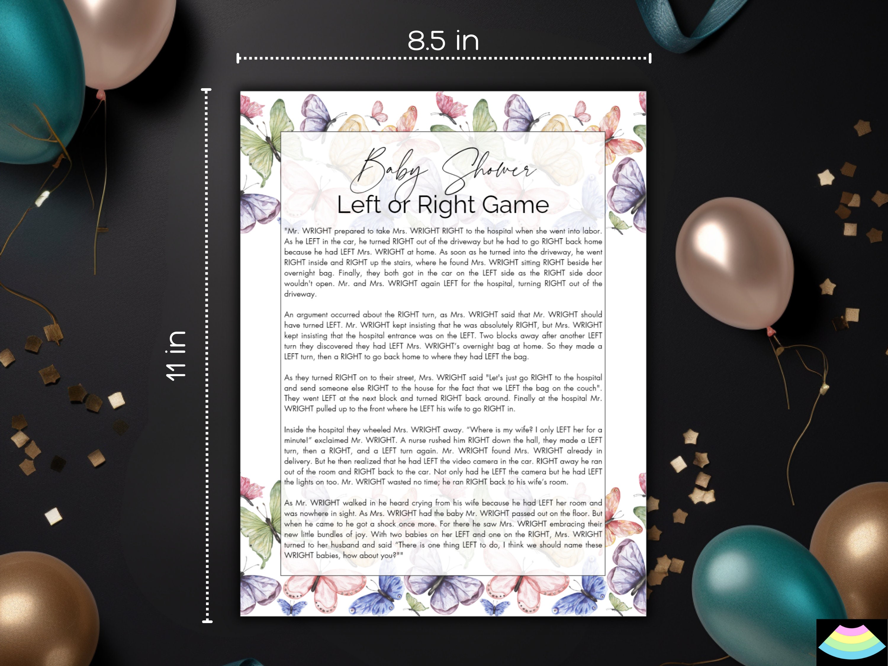Left or Right Baby Shower Game: Printable Story Template (digital ...