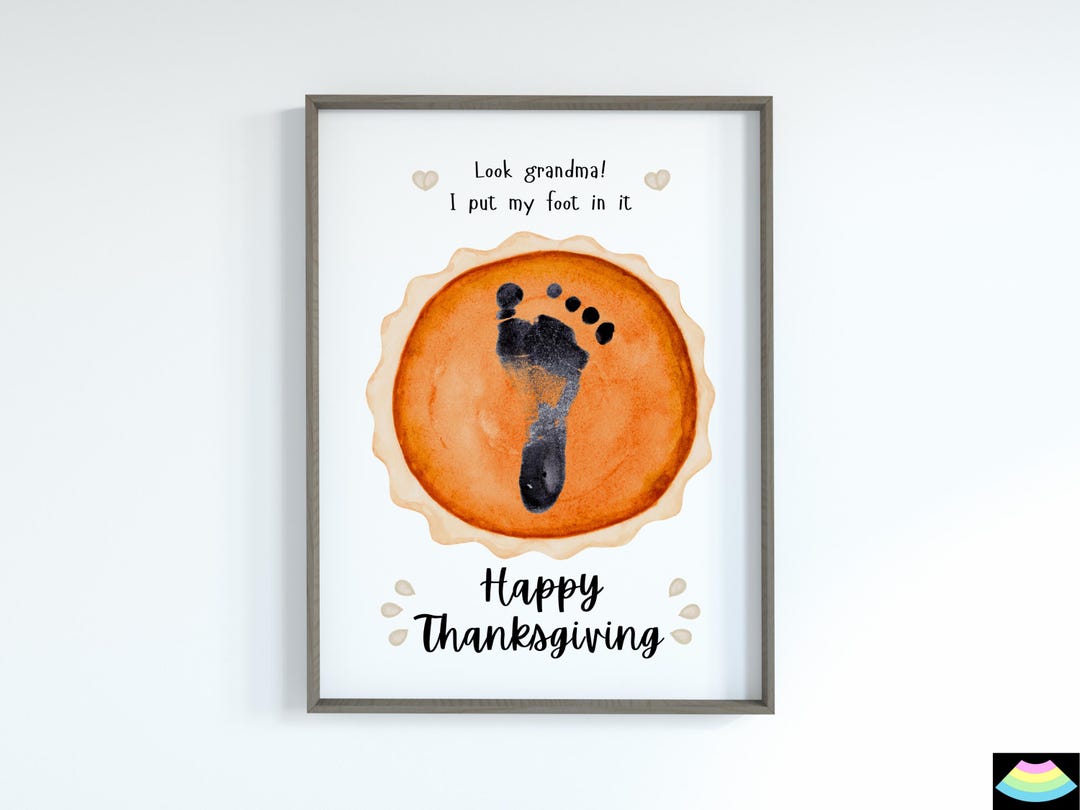 Thanksgiving Baby Footprint Arts and Craft Keepsake Gift for Grandma ...