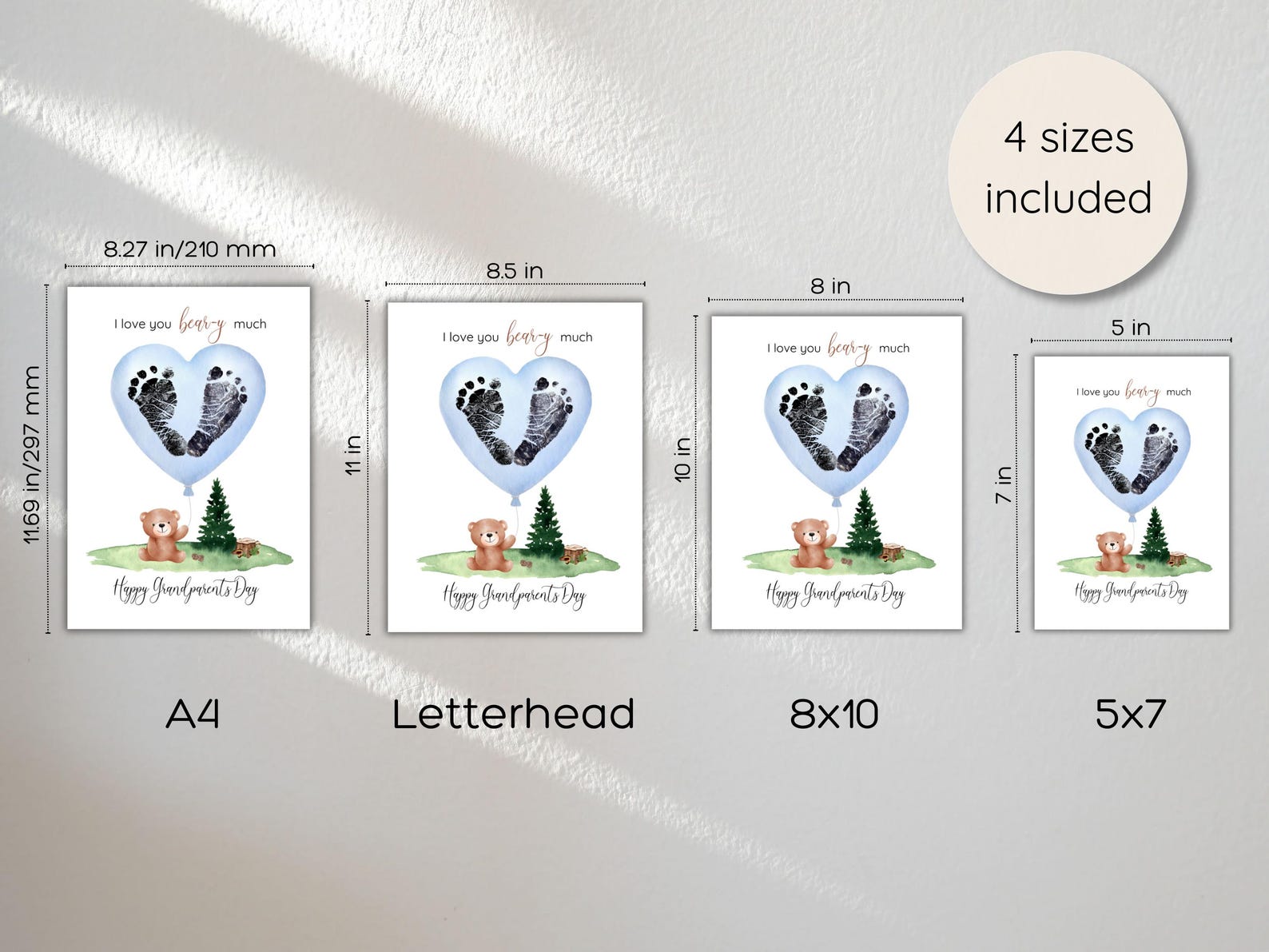 Grandparents Day Footprint Art: Teddy Bear Gift for Grandpa (canva ...