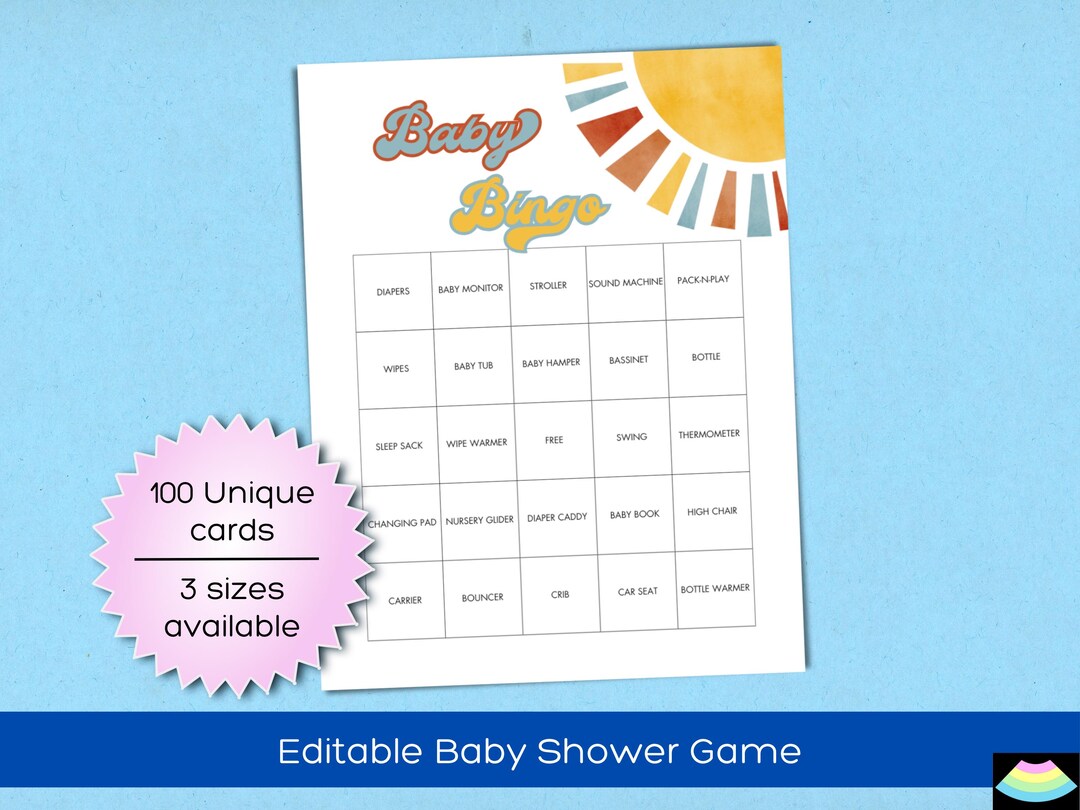Here Comes the Son Printable Baby Shower Bingo Game - 100 Cards | Here ...