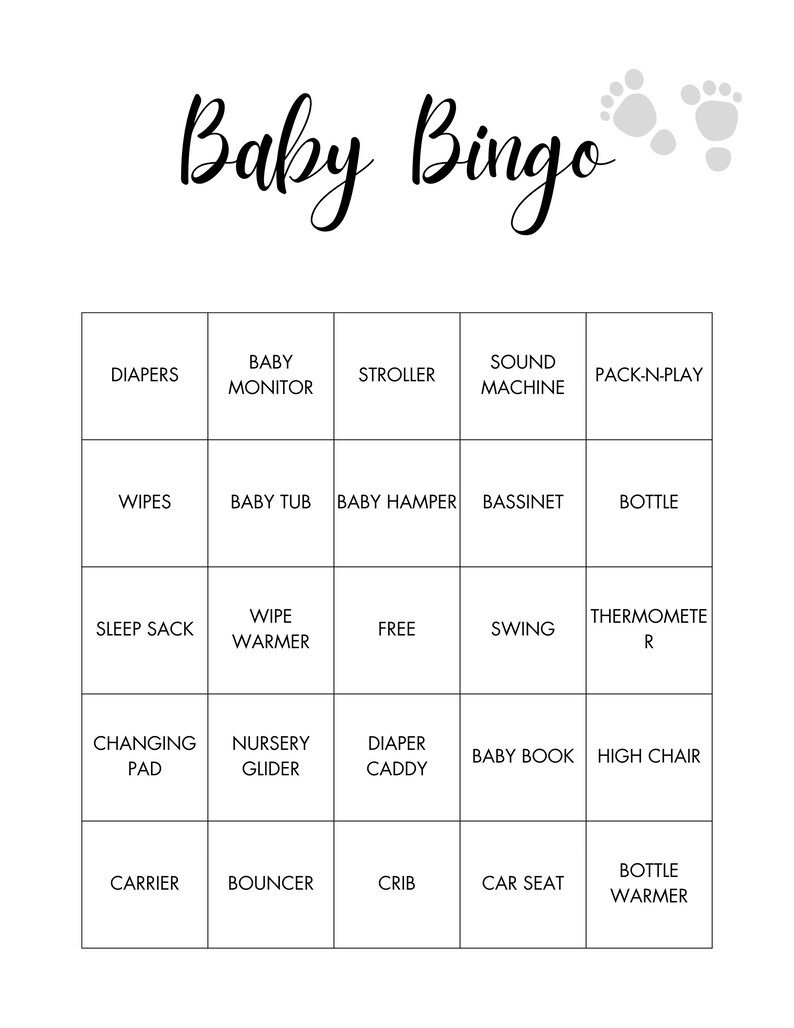 50 Baby Bingo Cards, Printable Prefilled Baby Shower Bingo Cards ...