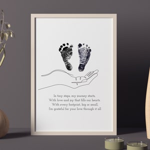 Printable Baby Footprint Poem Keepsake, Minimalist Baby Footprint Wall ...