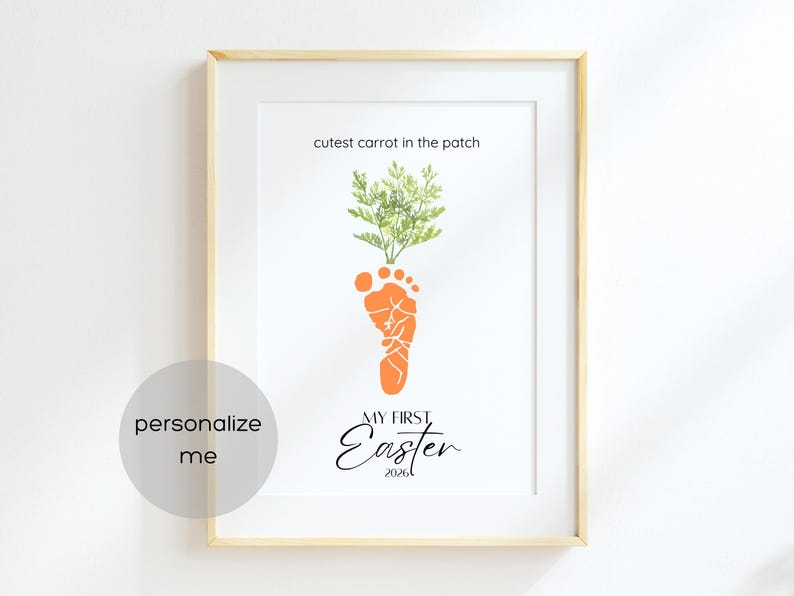 Editable Cutest Carrot in the Patch Easter Footprint Art | DIY Easter ...