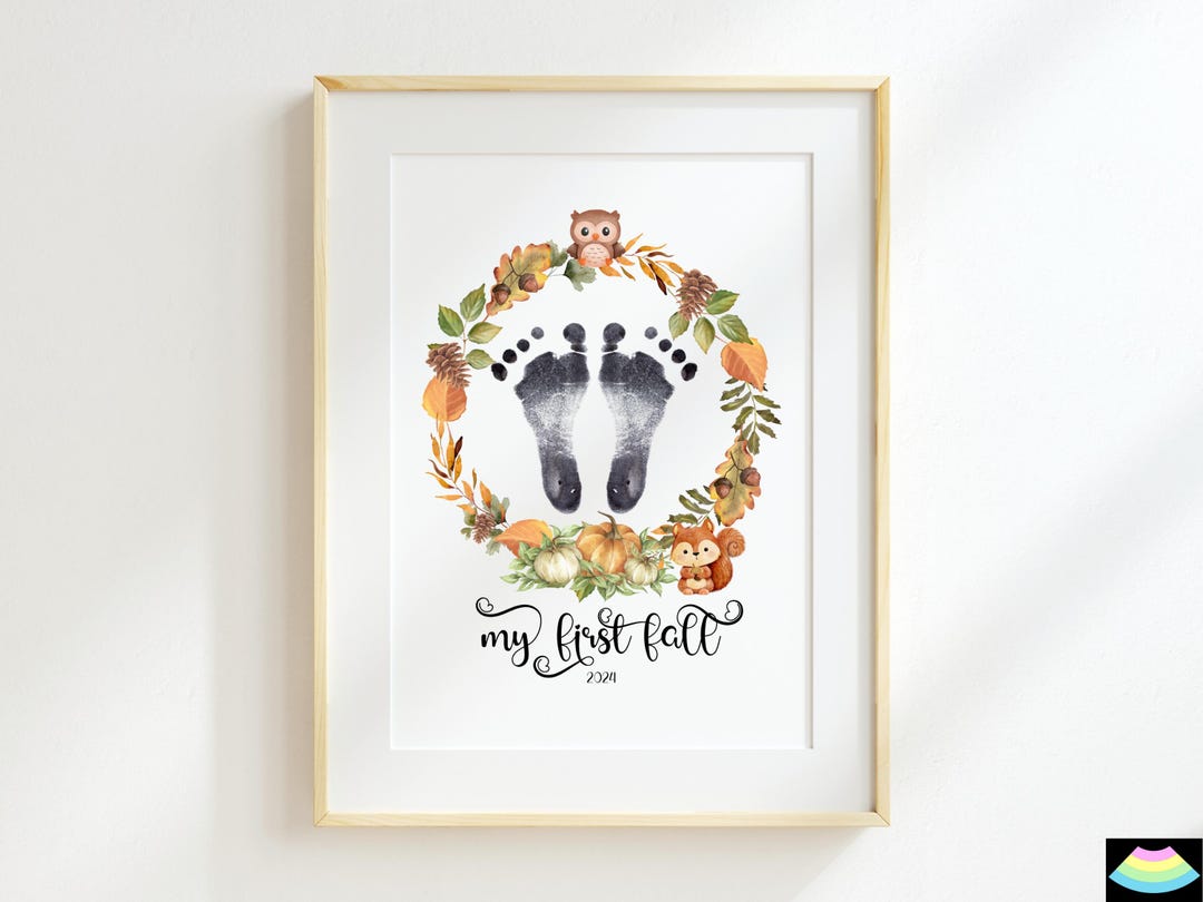 Printable My First Fall DIY Footprint Wall Art Keepsake for Newborn ...