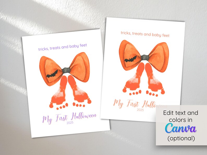 My First Halloween Baby Footprint Art: DIY Keepsake Craft Bow Printable ...