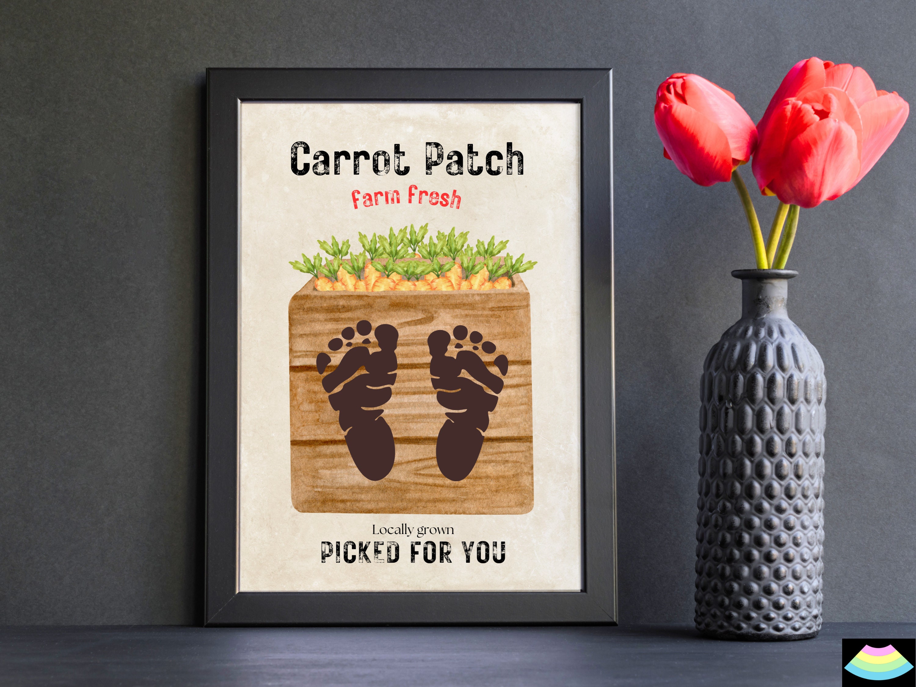 Easter Footprint Art Sign, Farm Sign Carrot Patch Easter DIY Baby ...