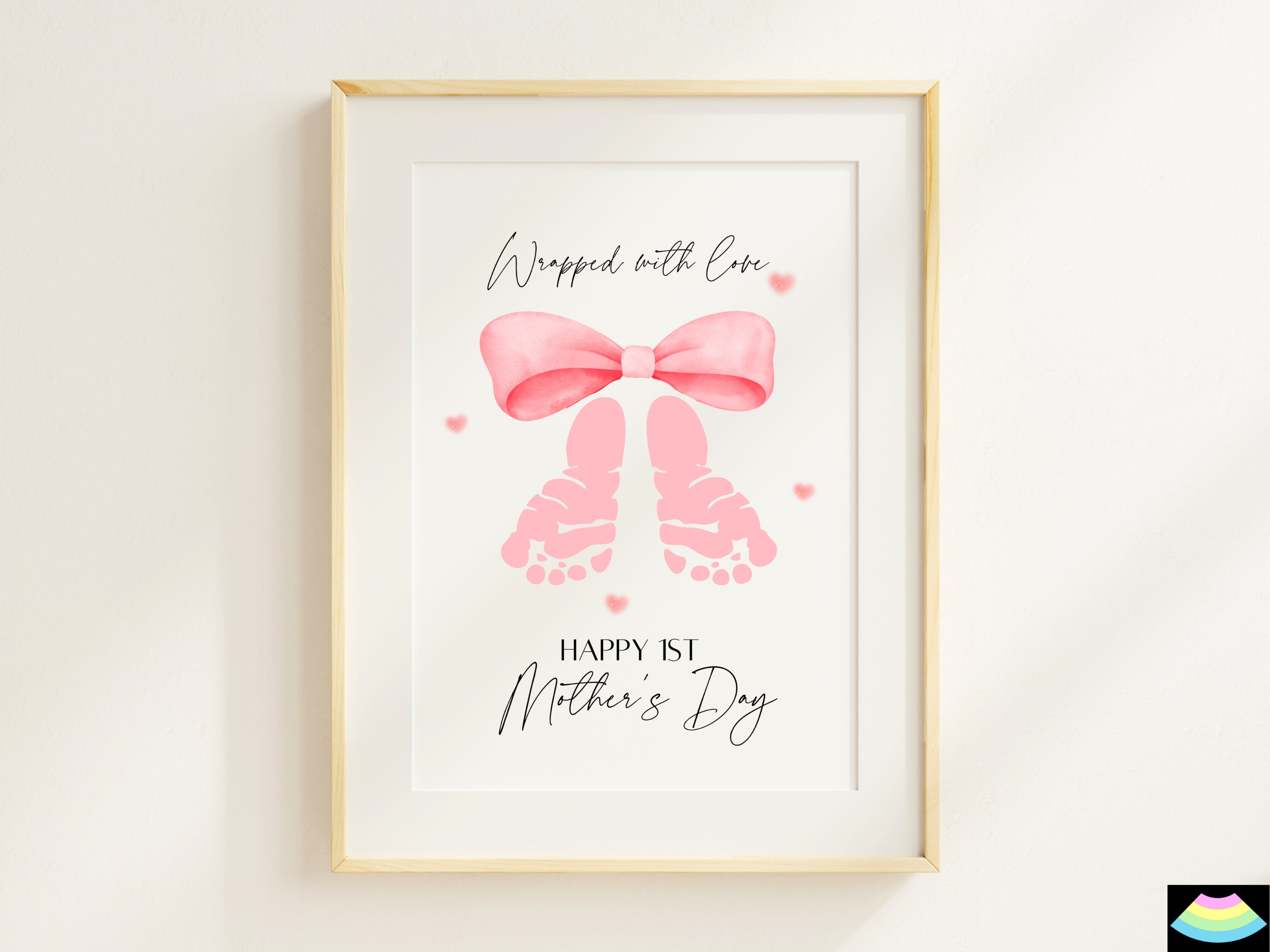 1st Mothers Day Baby Footprint Art Keepsake Bow, First Mothers Day Gift ...