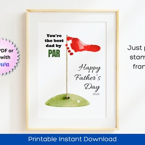 Best Dad by Par Golf Father's Day Footprint Art Craft Printable DIY ...