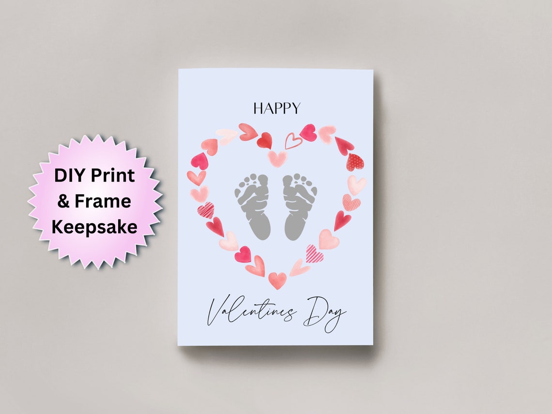 Valentines Day DIY Baby Keepsake Footprint Craft, Printable Activity ...