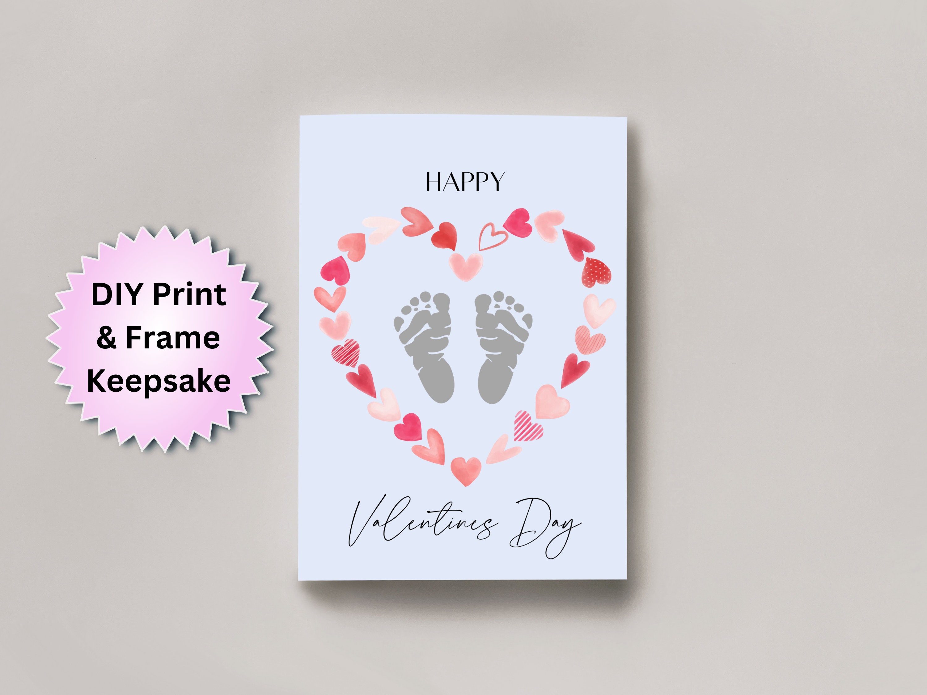 Valentines Day DIY Baby Keepsake Footprint Craft, Printable Activity ...