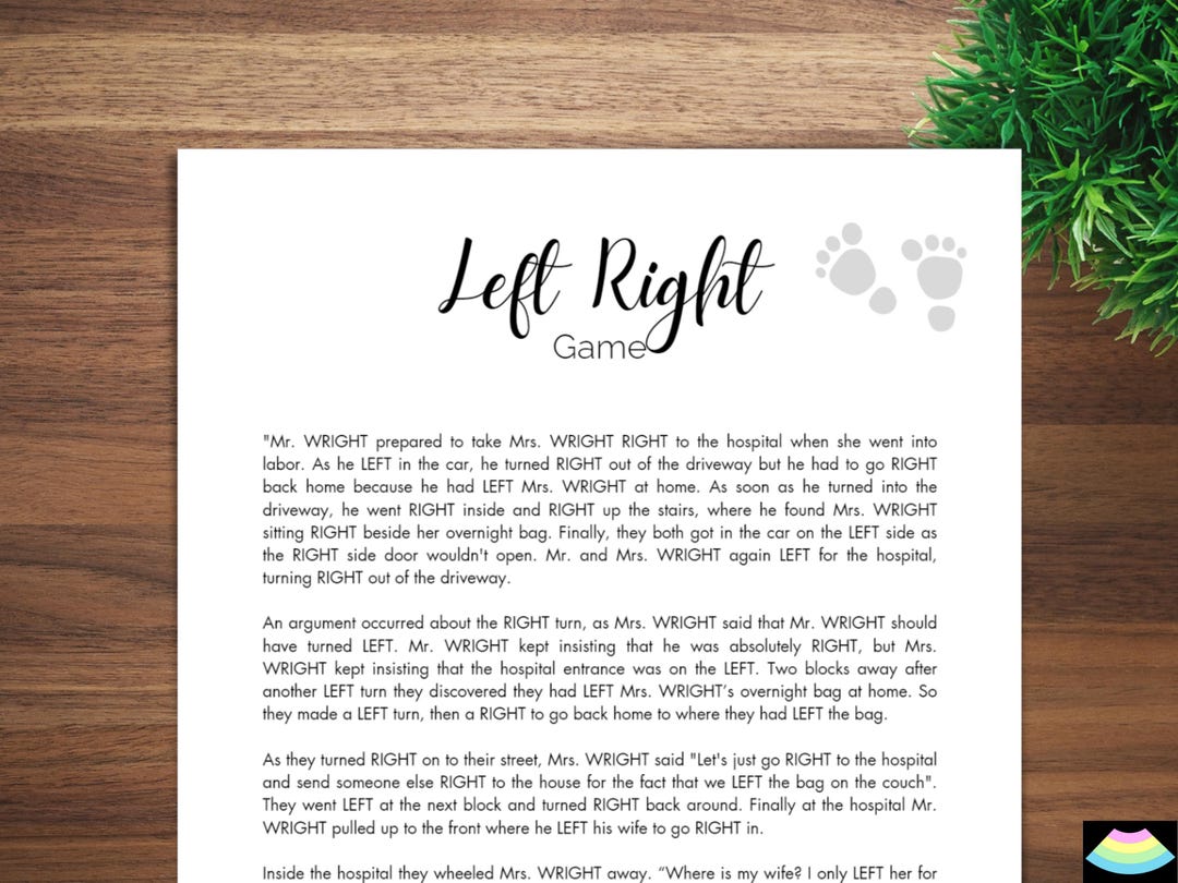Left and Right Baby Shower Game Printable Left or Right Game for Baby ...