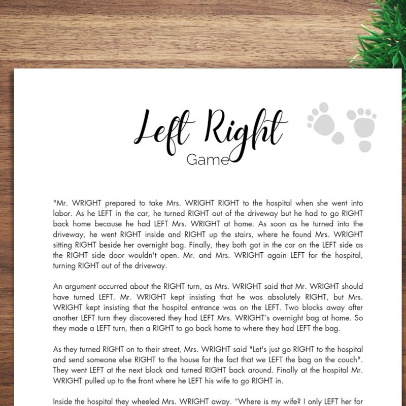 Left Right Baby Shower Game - Etsy