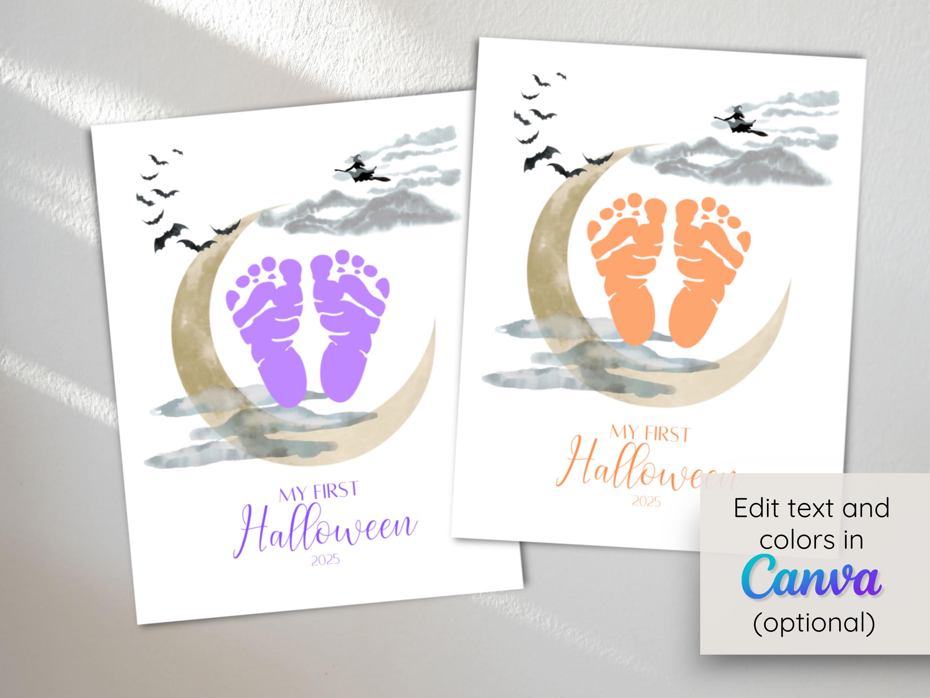 My First Halloween Baby Footprint Art: DIY Keepsake Craft Printable ...