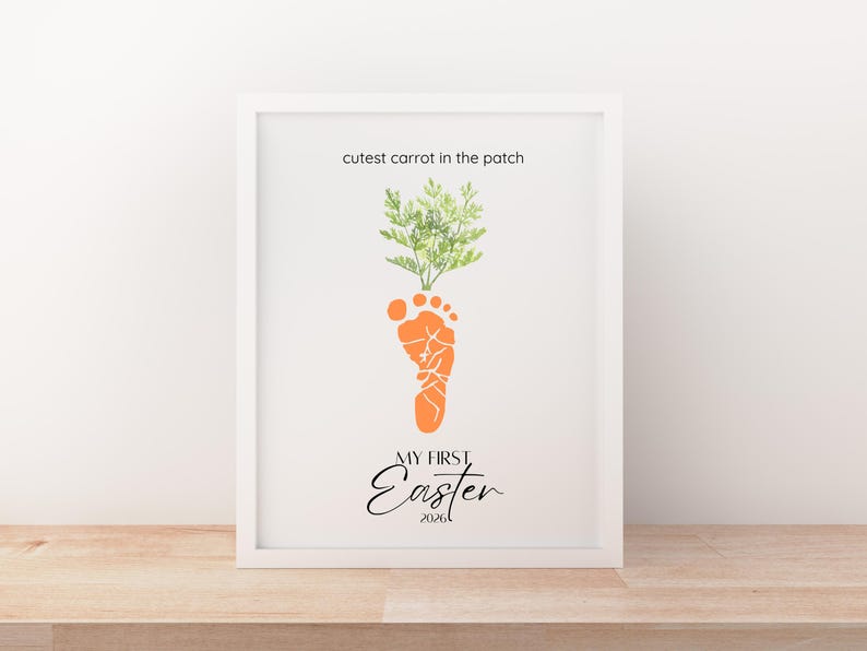 Editable Cutest Carrot in the Patch Easter Footprint Art | DIY Easter ...