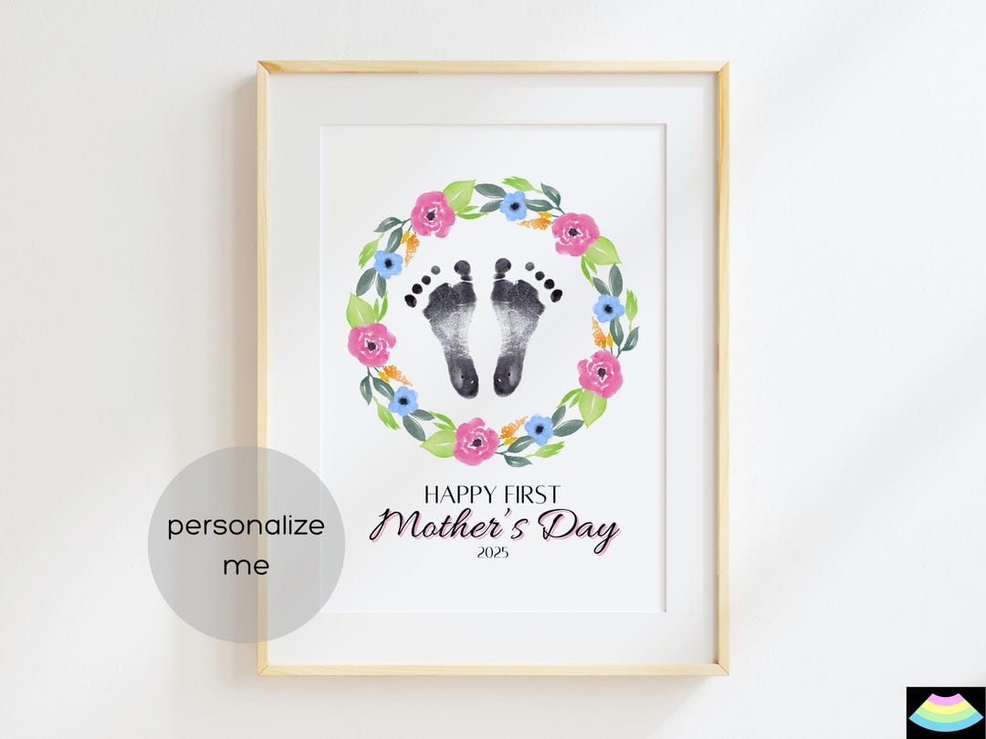 First Mothers Day Baby Footprint Art Keepsake, Mother's Day Gift for ...