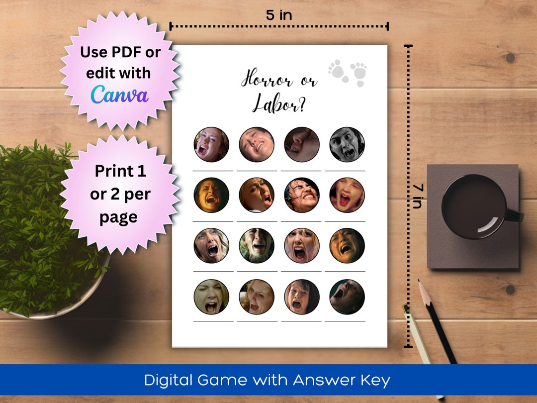 Funny Baby Shower Game Labor or Horror for Baby Shower or Gender Reveal ...