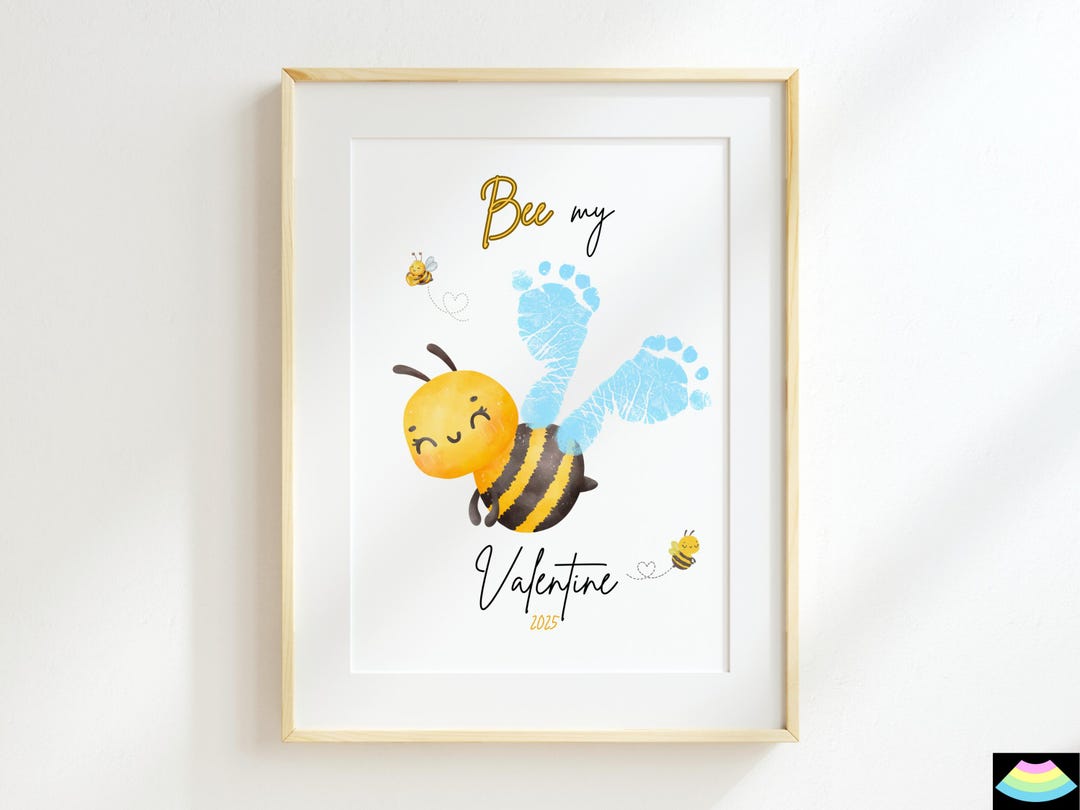 Editable Bee My Valentine DIY Baby Footprint Arts and Craft Keepsake ...