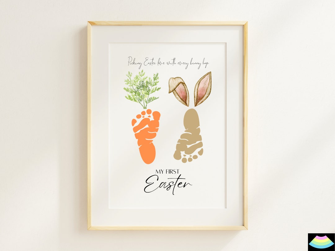 My First Easter Footprint Art Keepsake, Printable Baby First Easter ...