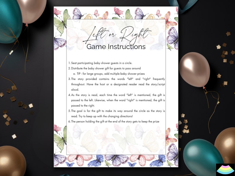 Left or Right Baby Shower Game: Printable Story Template (digital ...