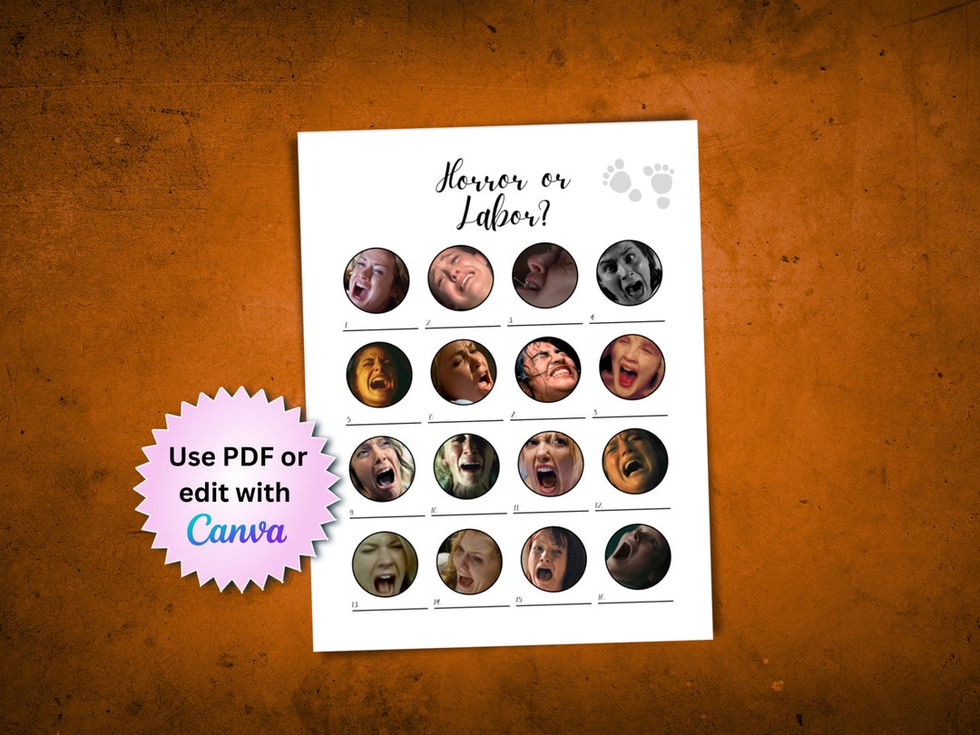 Horror or Labor Baby Shower Game: Halloween Gender Reveal (printable ...