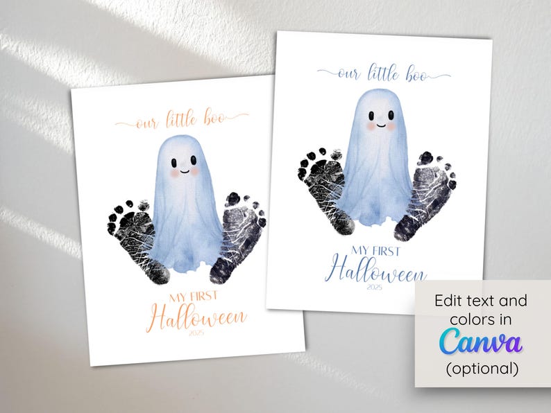 Personalized Baby's First Halloween Footprint Art, Ghost Keepsake Print ...