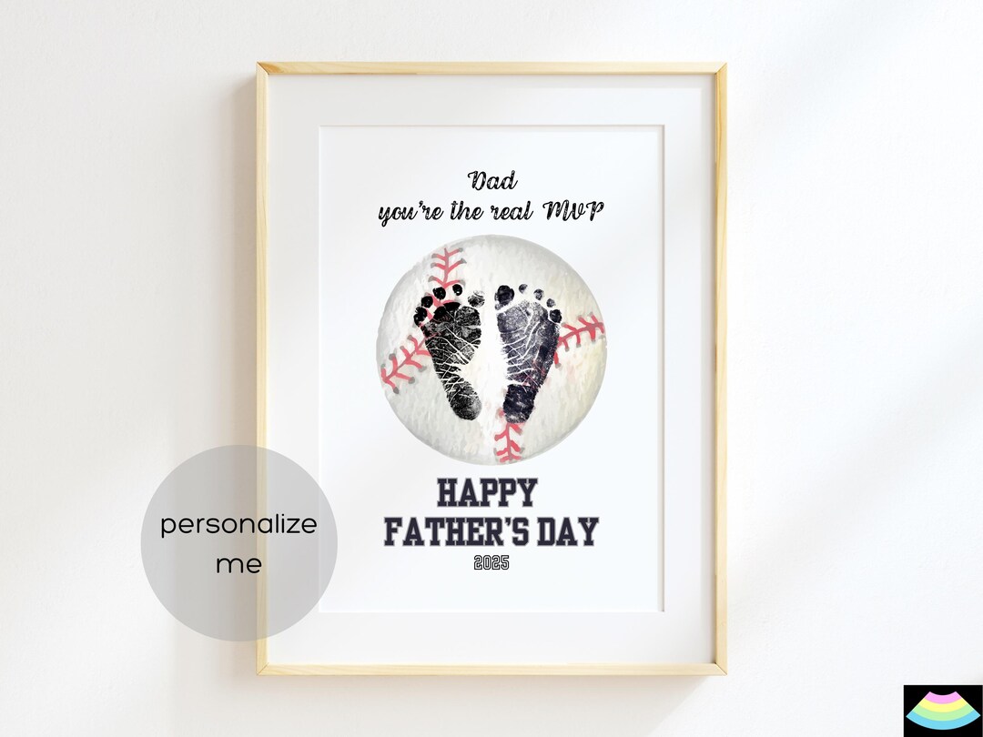Baseball Footprint Art: Father's Day Keepsake Gift (DIY Printable) - Etsy