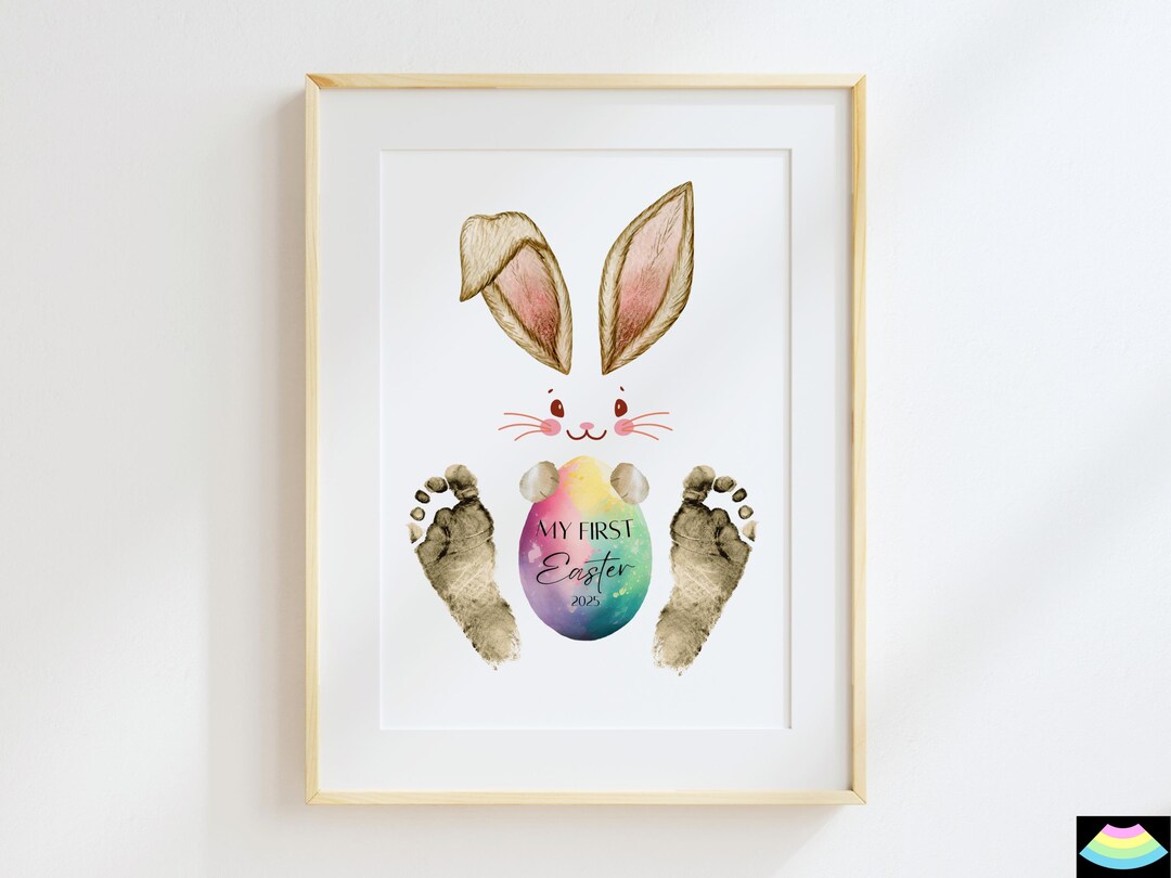 My First Easter Baby Footprint Art, 1st Easter Bunny Craft, Baby First ...