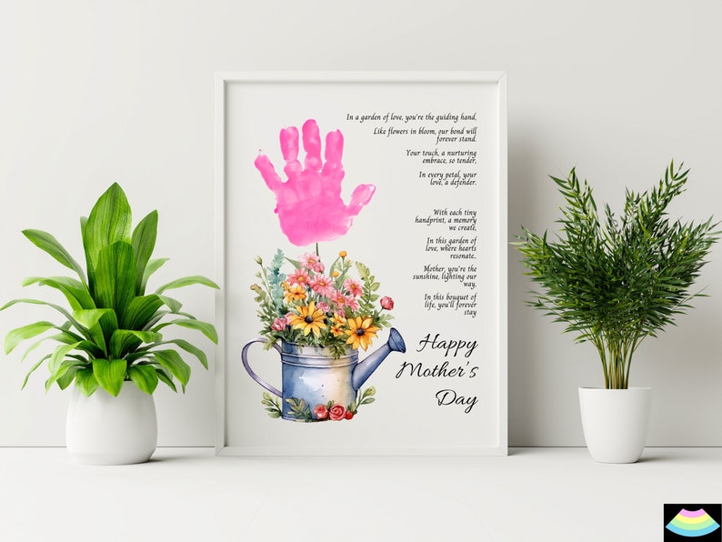 Printable Handprint Mother's Day Poem Arts and Craft Keepsake, Flower ...