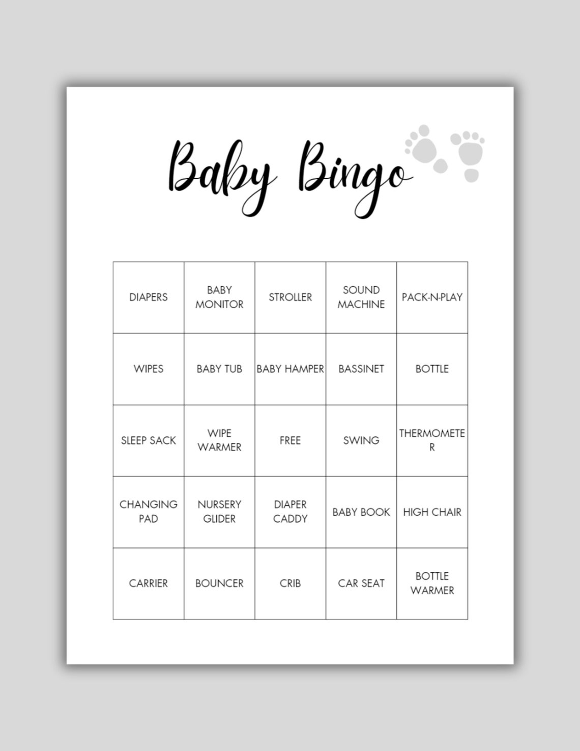 50 Baby Bingo Cards, Printable Prefilled Baby Shower Bingo Cards ...