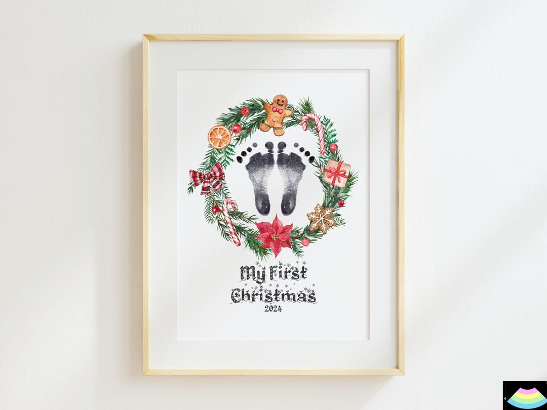 Printable Baby's First Christmas Footprint Arts and Craft Keepsake Gift ...