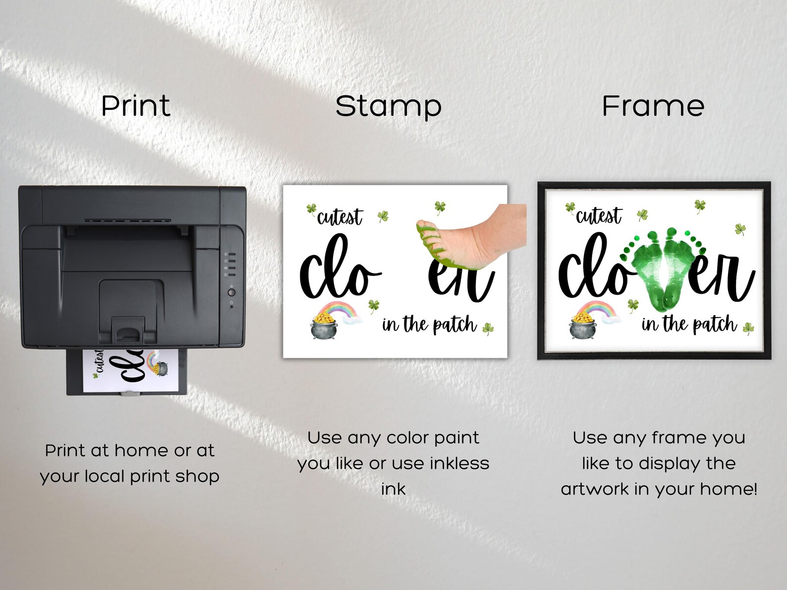 St Patrick's Day Footprint Art: Clover Keepsake (digital Download) - Etsy