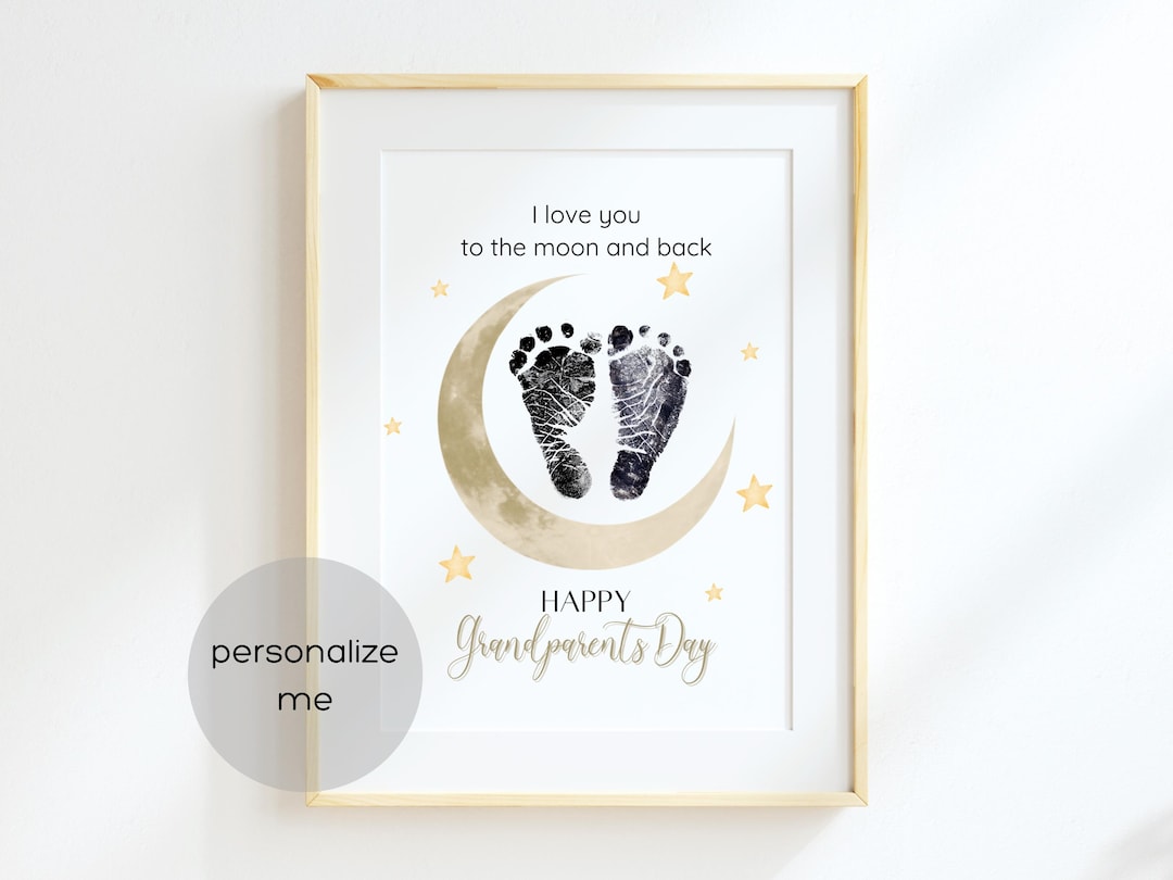 Grandparents Day Footprint Art: I Love You to the Moon (DIY Printable ...