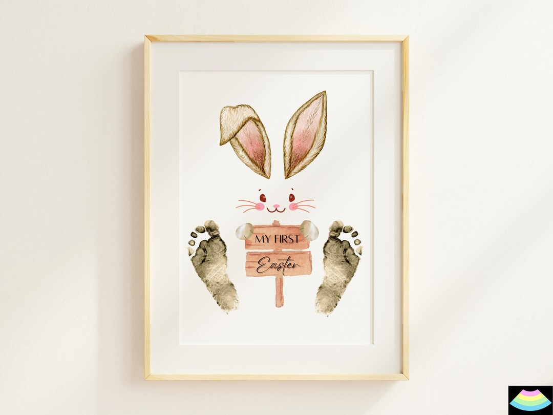 My First Easter Footprint Art Keepsake, Printable Baby First Easter ...