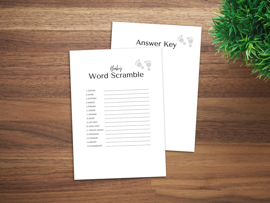 Printable Baby Word Scramble Game for Baby Shower or Gender Reveal ...