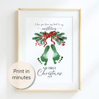 Mistletoes Christmas Footprint Craft Template, Xmas Toddler Footprint ...