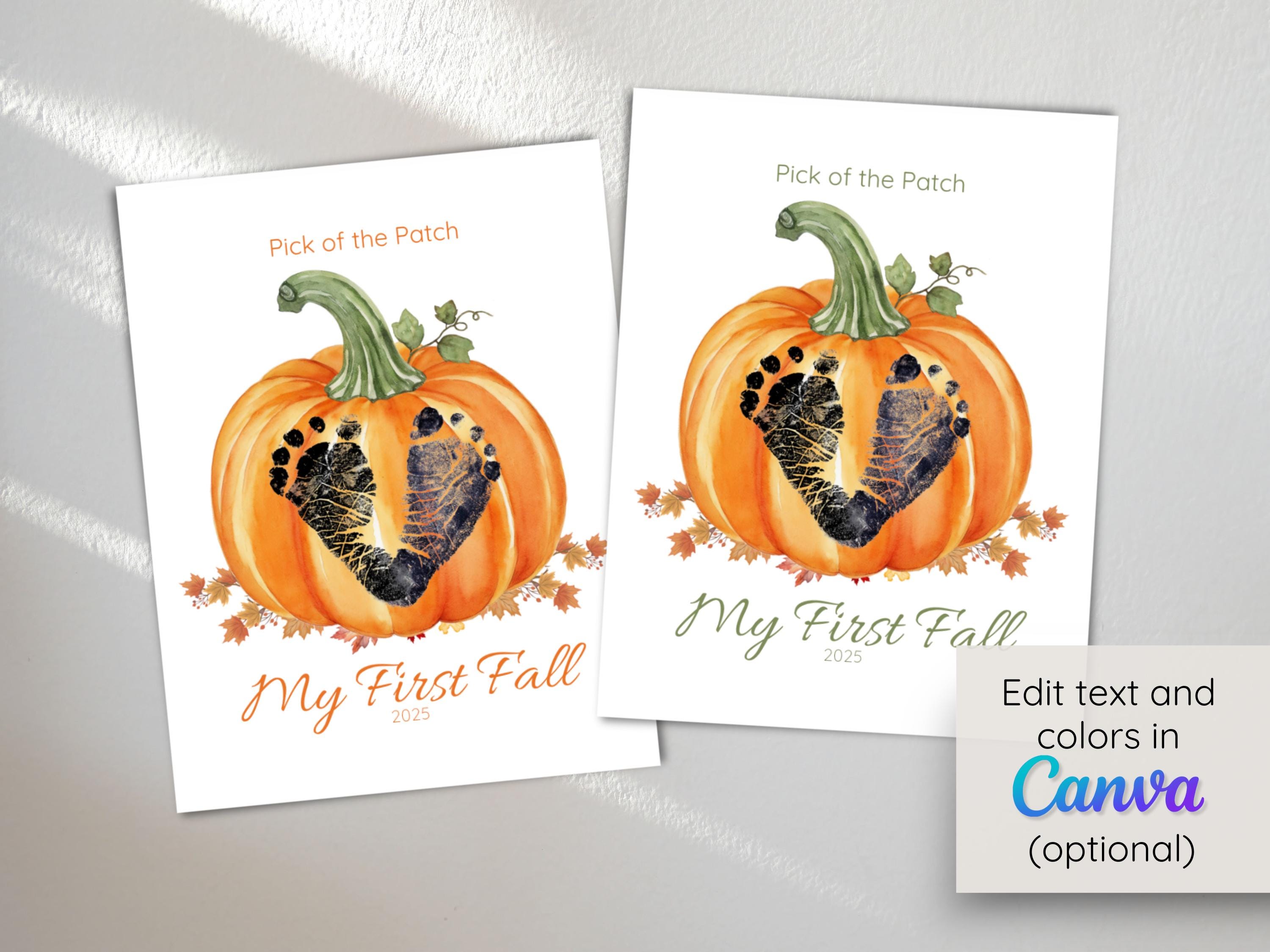 My First Fall Baby Footprint Art: Pumpkin Printable Keepsake DIY ...