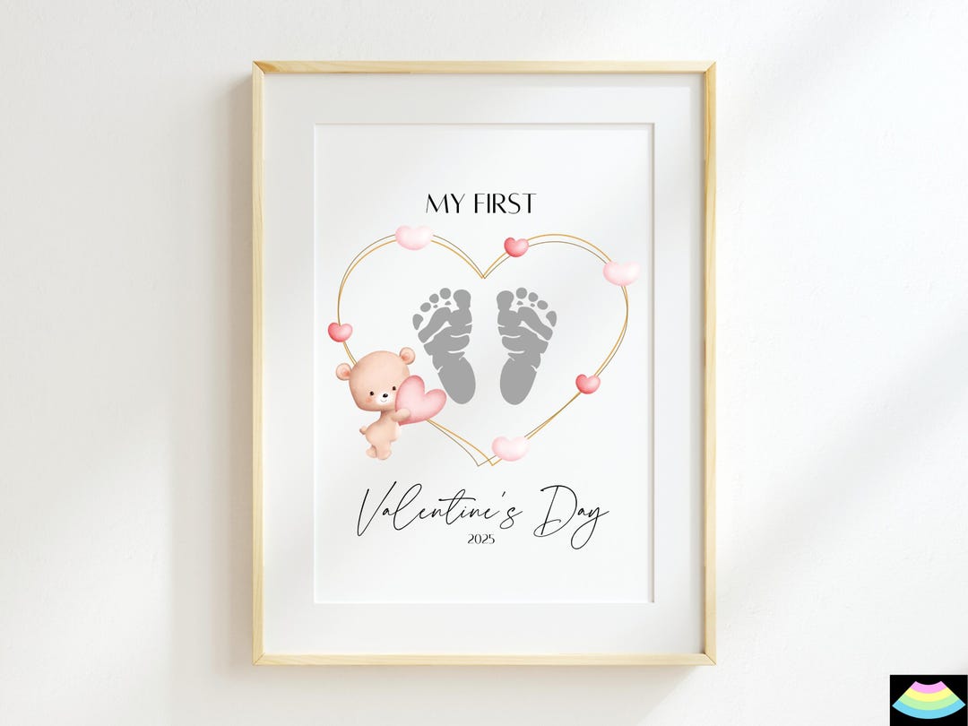 My 1st Valentine's Day Footprint Arts and Craft DIY Baby Keepsake Gift ...