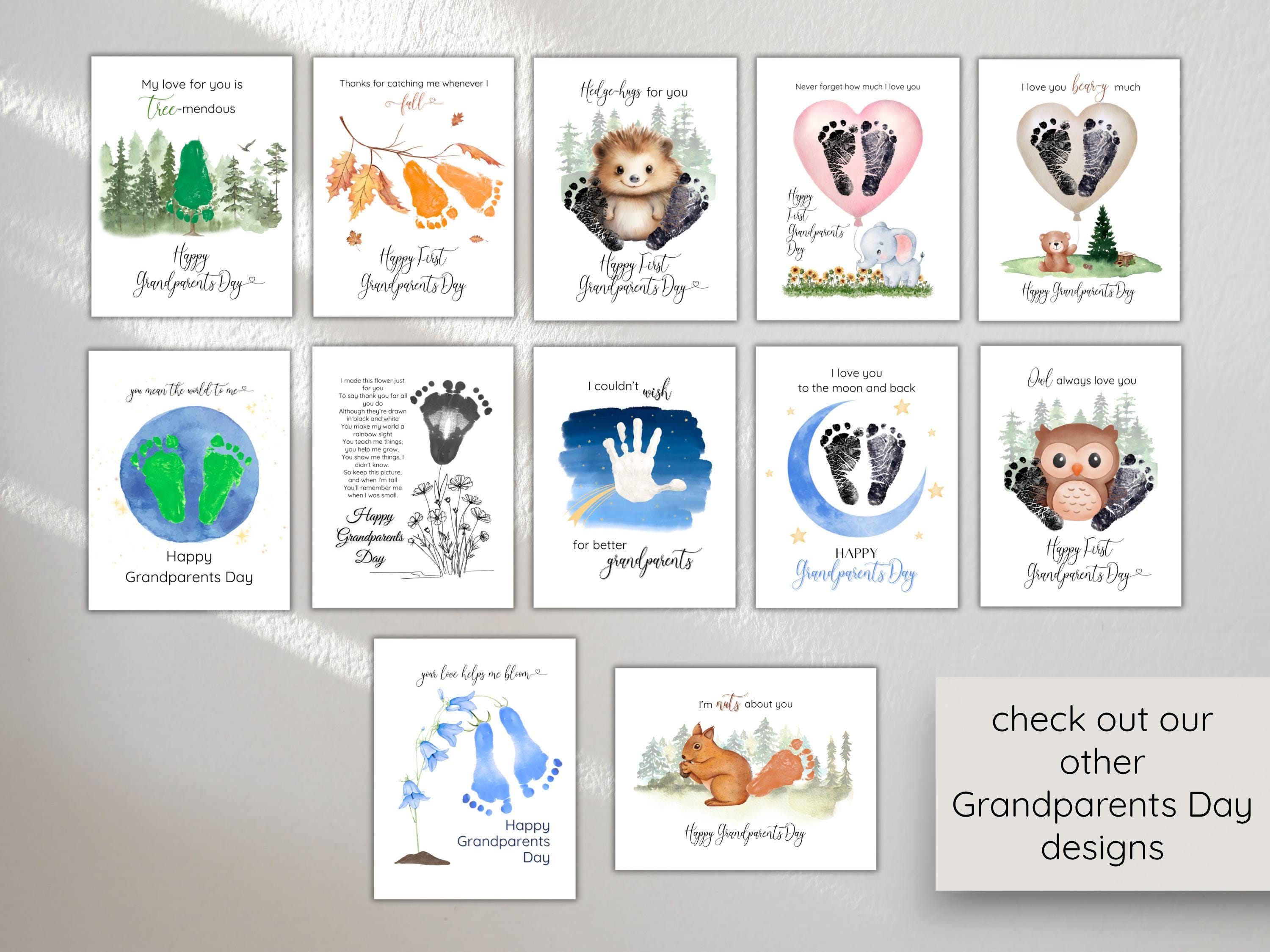 Grandparents Day Handprint Art: Baby Footprint Craft, Editable Template ...