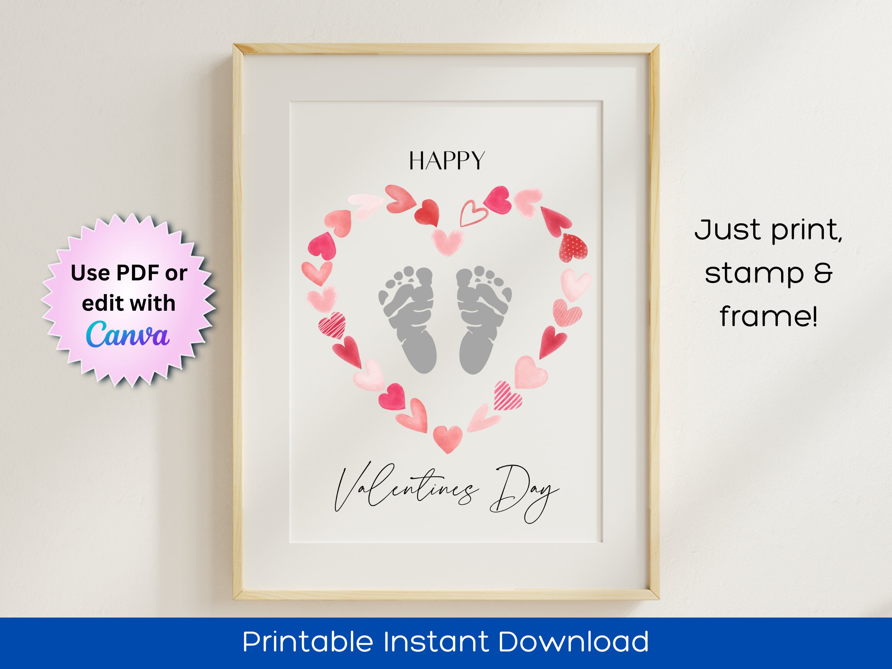 Valentines Day DIY Baby Keepsake Footprint Craft, Printable Activity ...