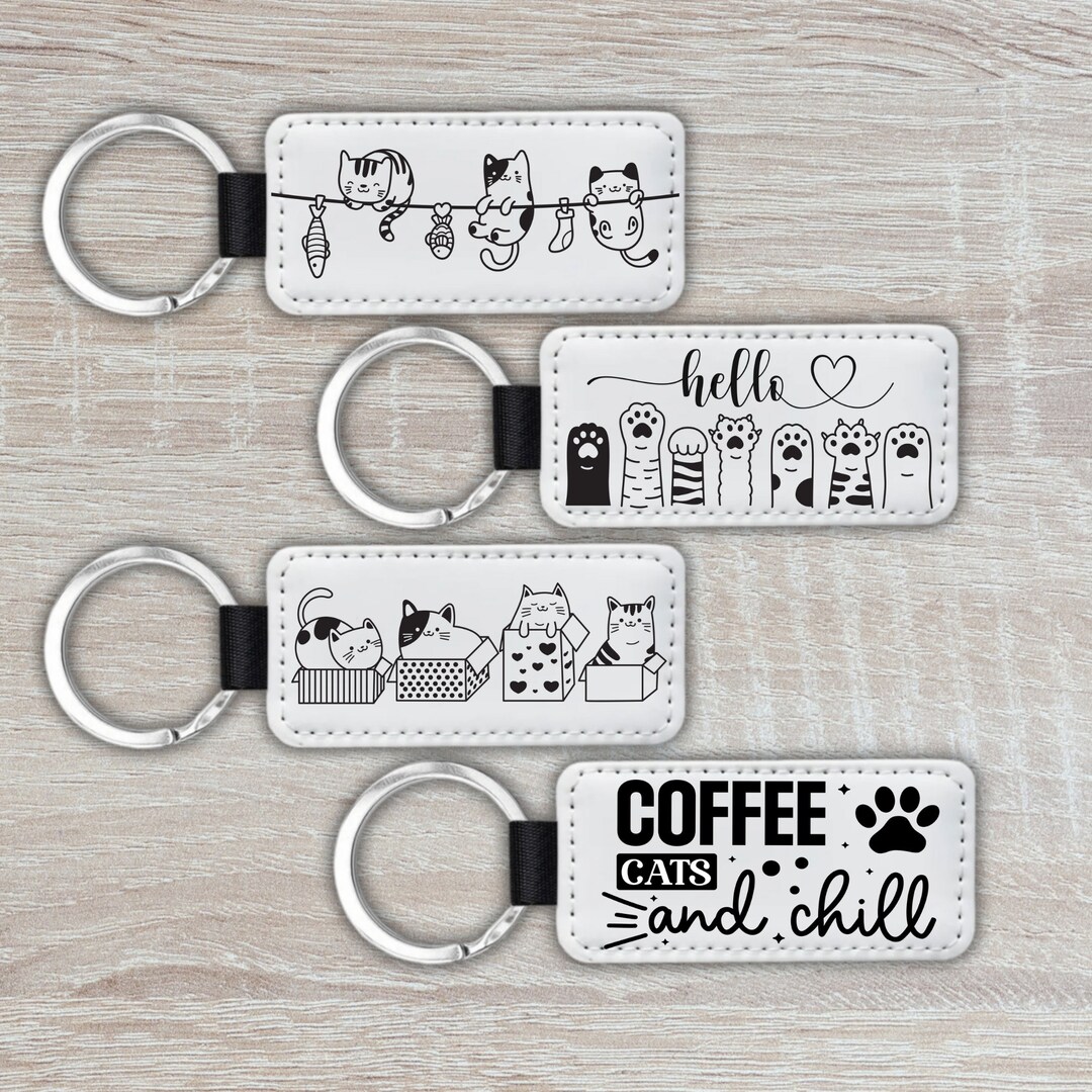 Cat Keychain, Keychain for Cat Lovers, Keychain for House Keys, Car Key ...