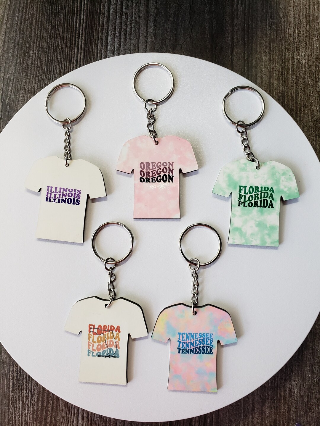 Double-sided T-shirt Keychain, States Keychain, Gift for Her, Gift for ...