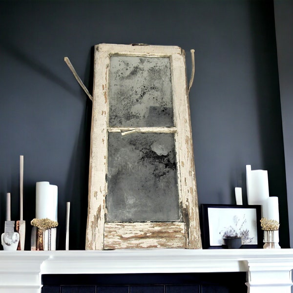 Farmhouse Mirror Distressed White - Etsy