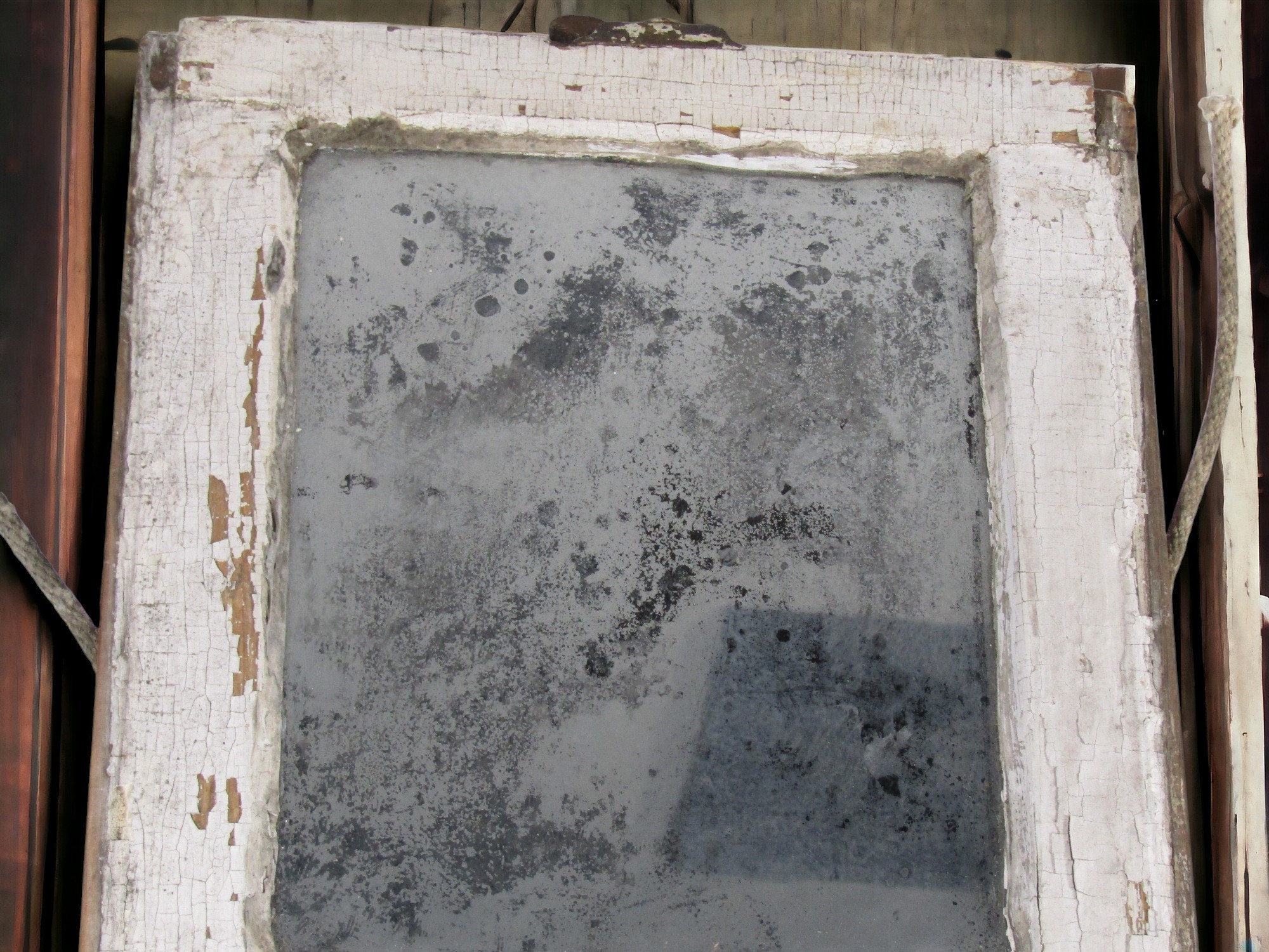 Antiqued Distressed Farmhouse Window With Color Washed Mirror - Etsy